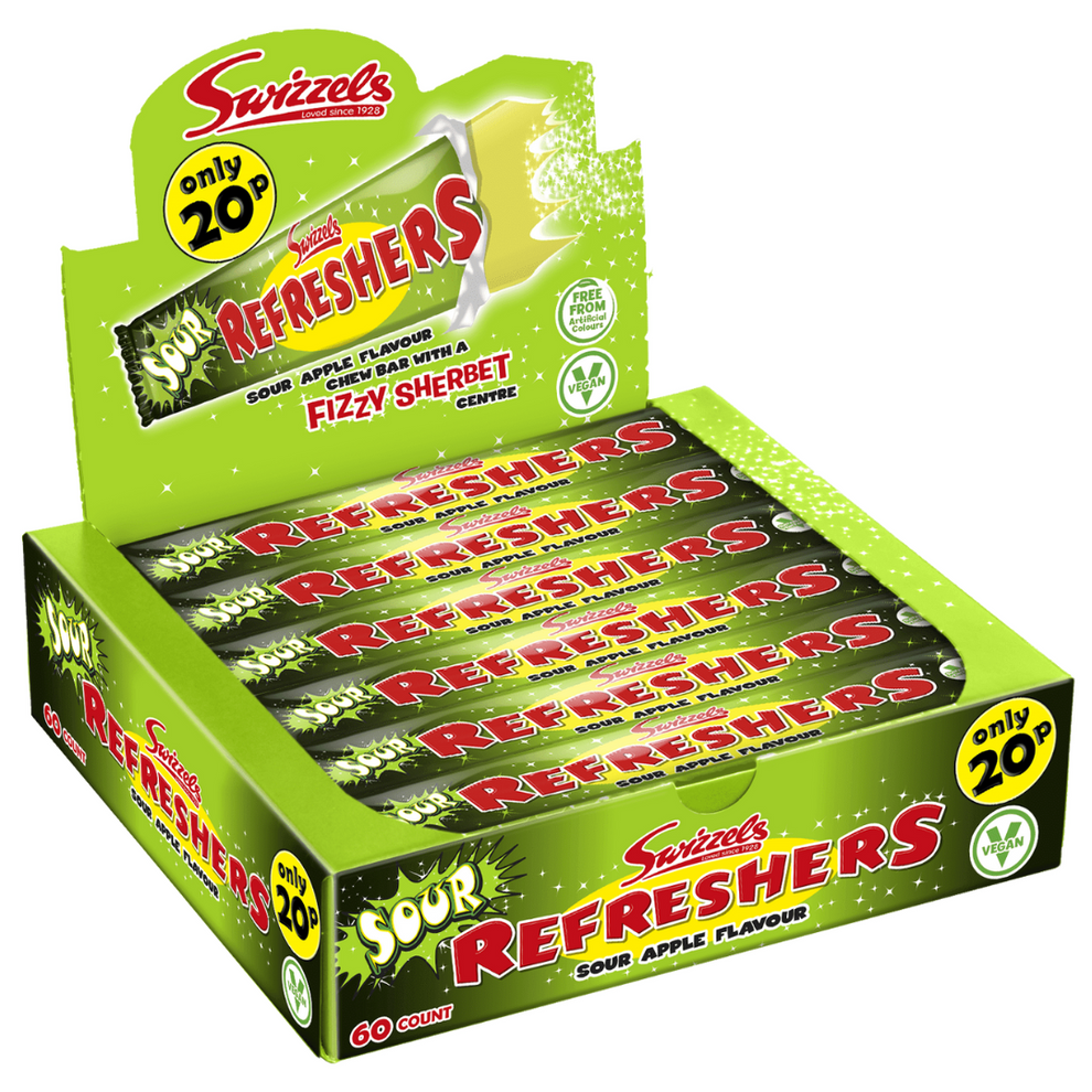 Refreshers Sour Apple Chew Bar, Box of 60 – Chamoy Guys Uk